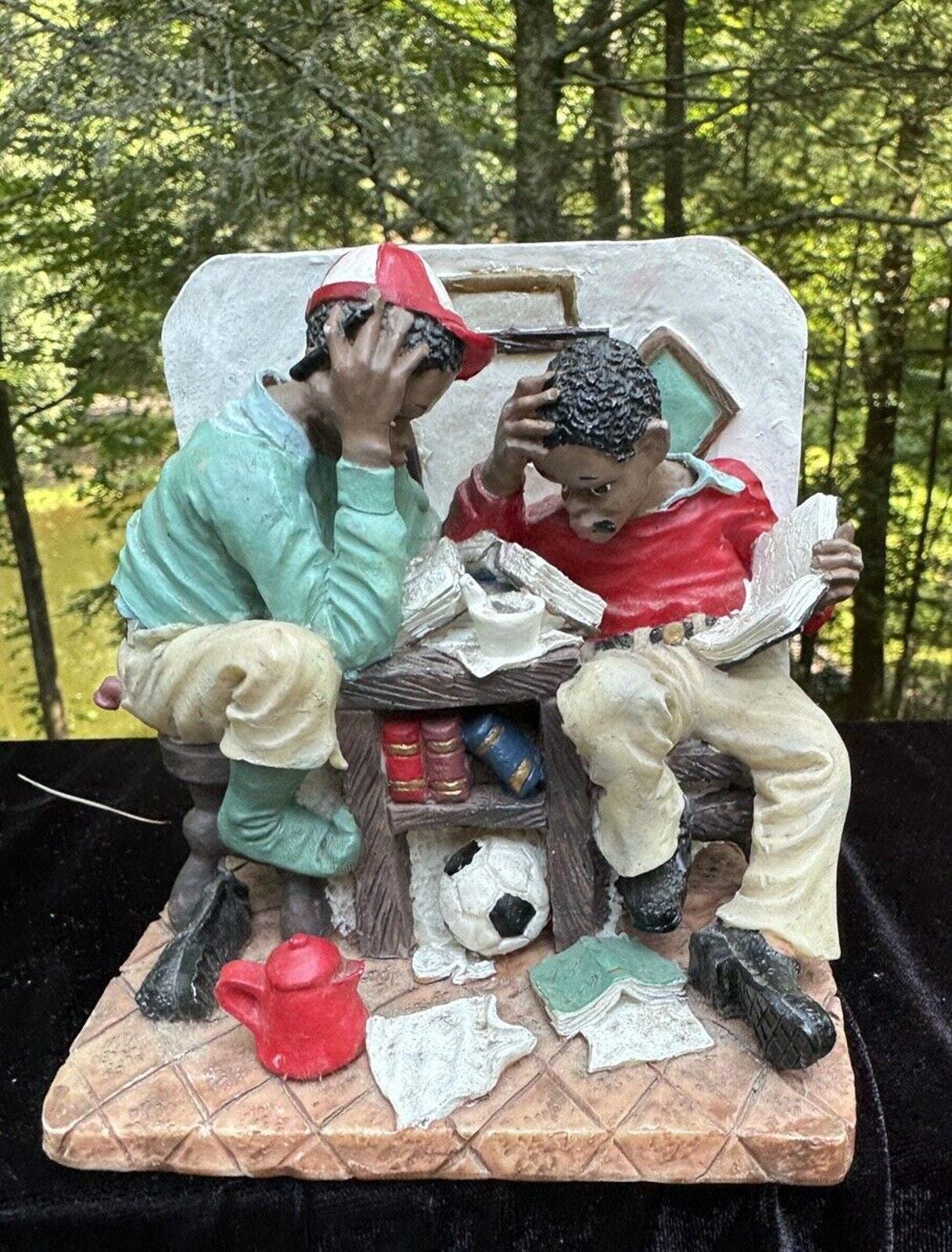 Vtg Avon Office Desk Figure of Boys Studying Hard Preparing for the ...