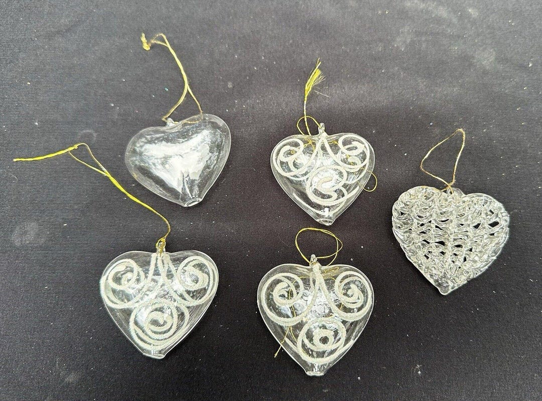Set of House of Lloyd Hand Spun & Blown Glass Heart Christmas Tree ...