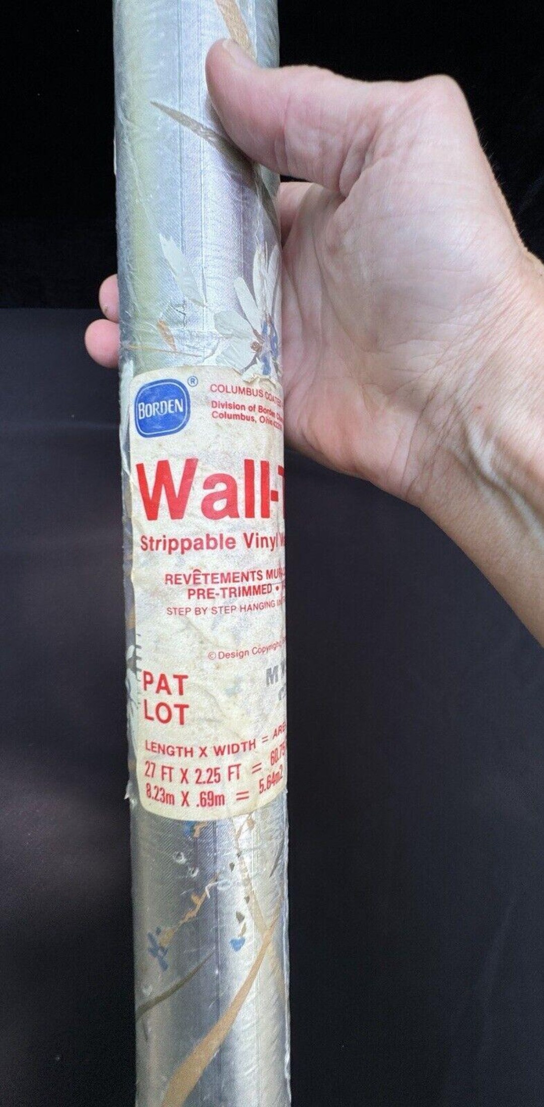 1 New Roll of Borden Wall-tex Fabric Back Wallpaper Metallic Silver ...