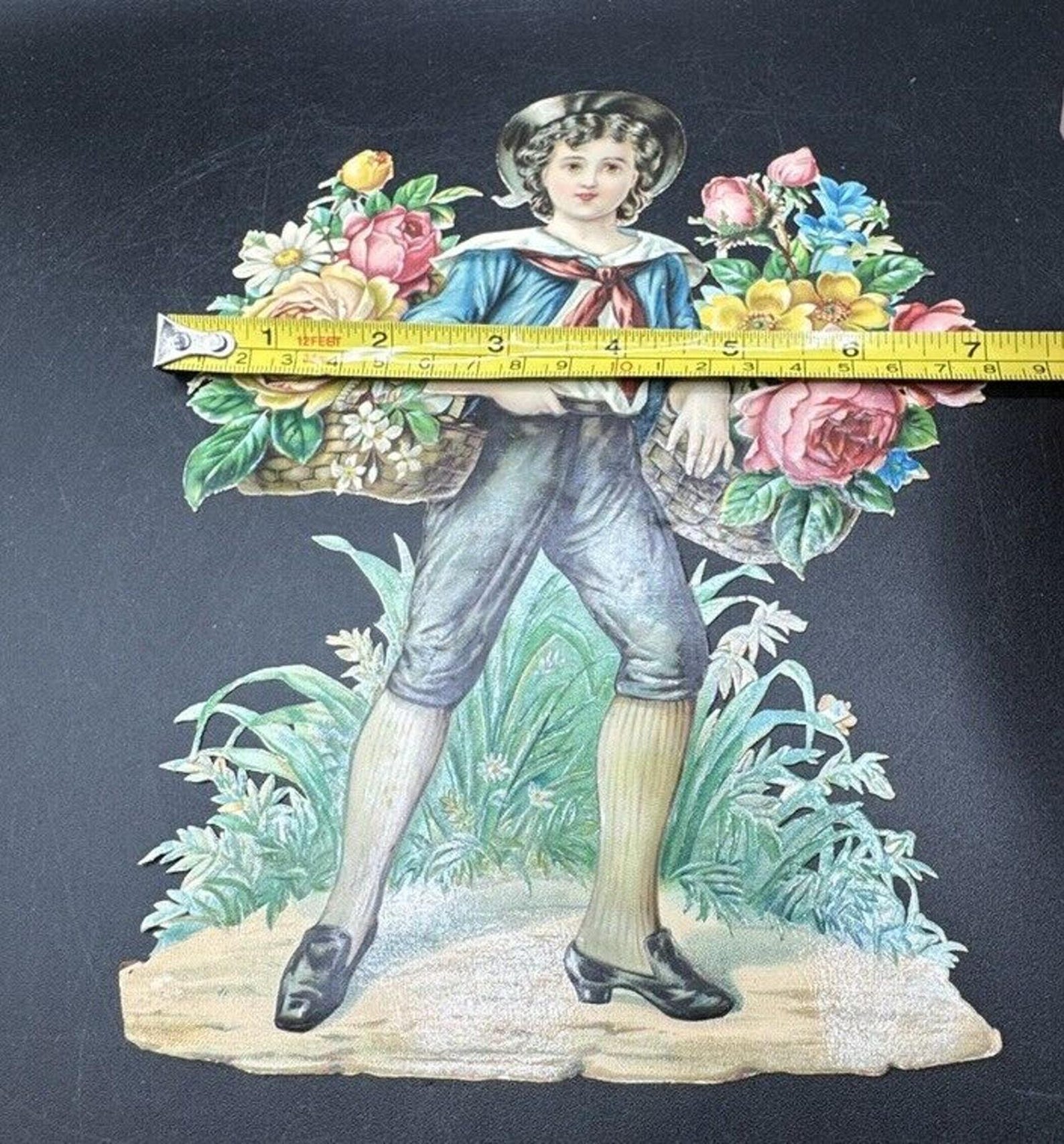 1800’s Large DIE CUT Young VICTORIAN Boy Scrap Paper Figure Antique 9 ...
