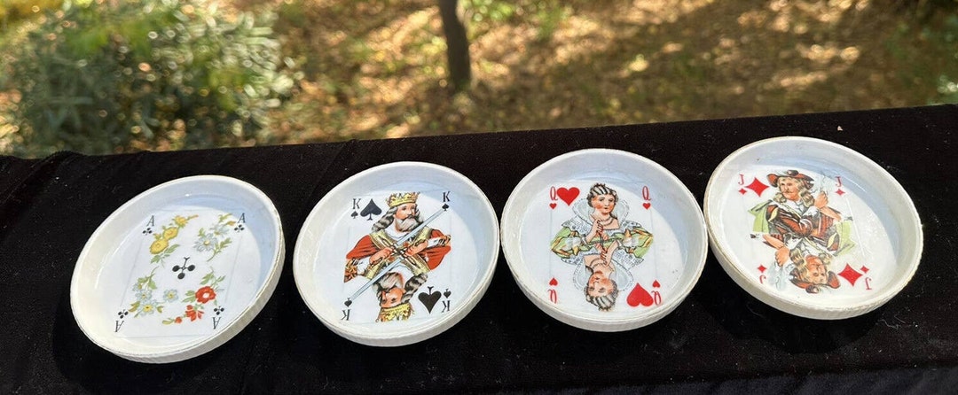 4 Lefton Playing Card Coasters Hand Painted Poker Bridge Cards 2159 S66 ...