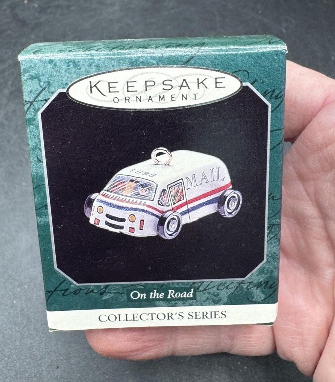 Vtg 1998 Hallmark on the Road Mail Postal Van Ornament Pressed Tin ...