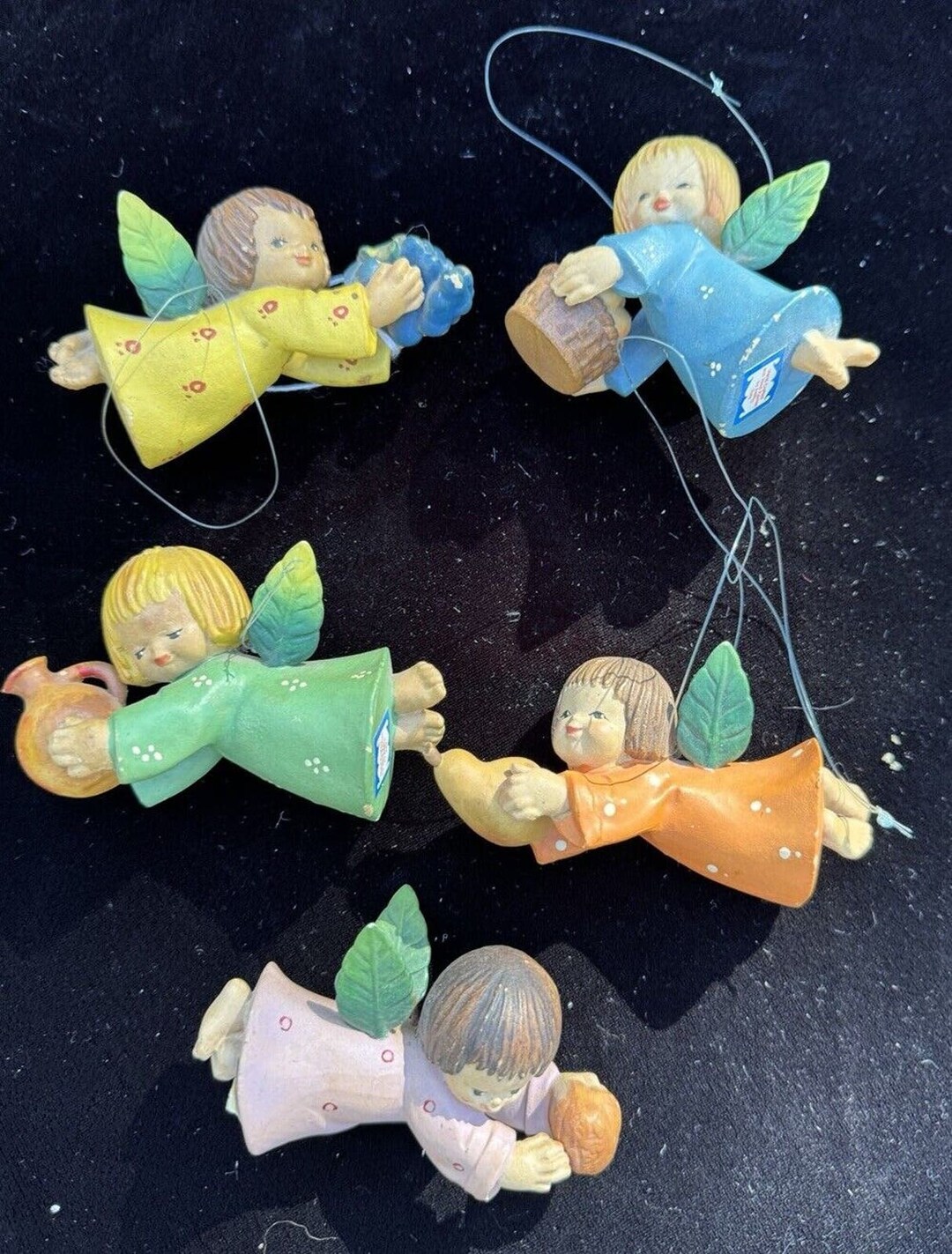 Vintage Anri Ferrandiz 4 Flying Angel Christmas Ornaments Lot of 5 ...