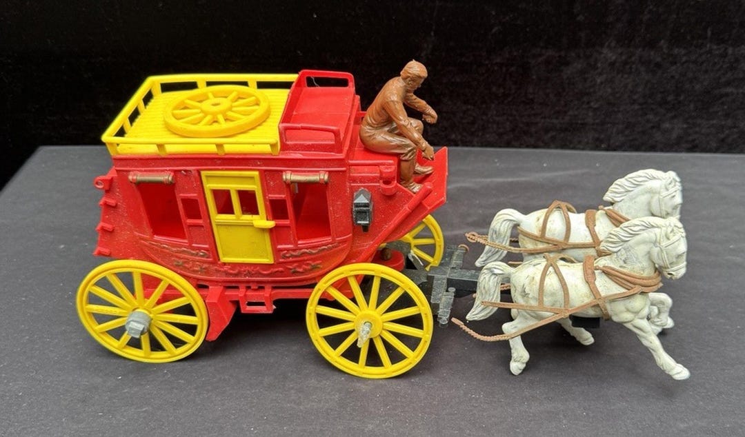 Vintage 1950's Ideal Western Stage Coach Toy Fix-it Playset Driver ...