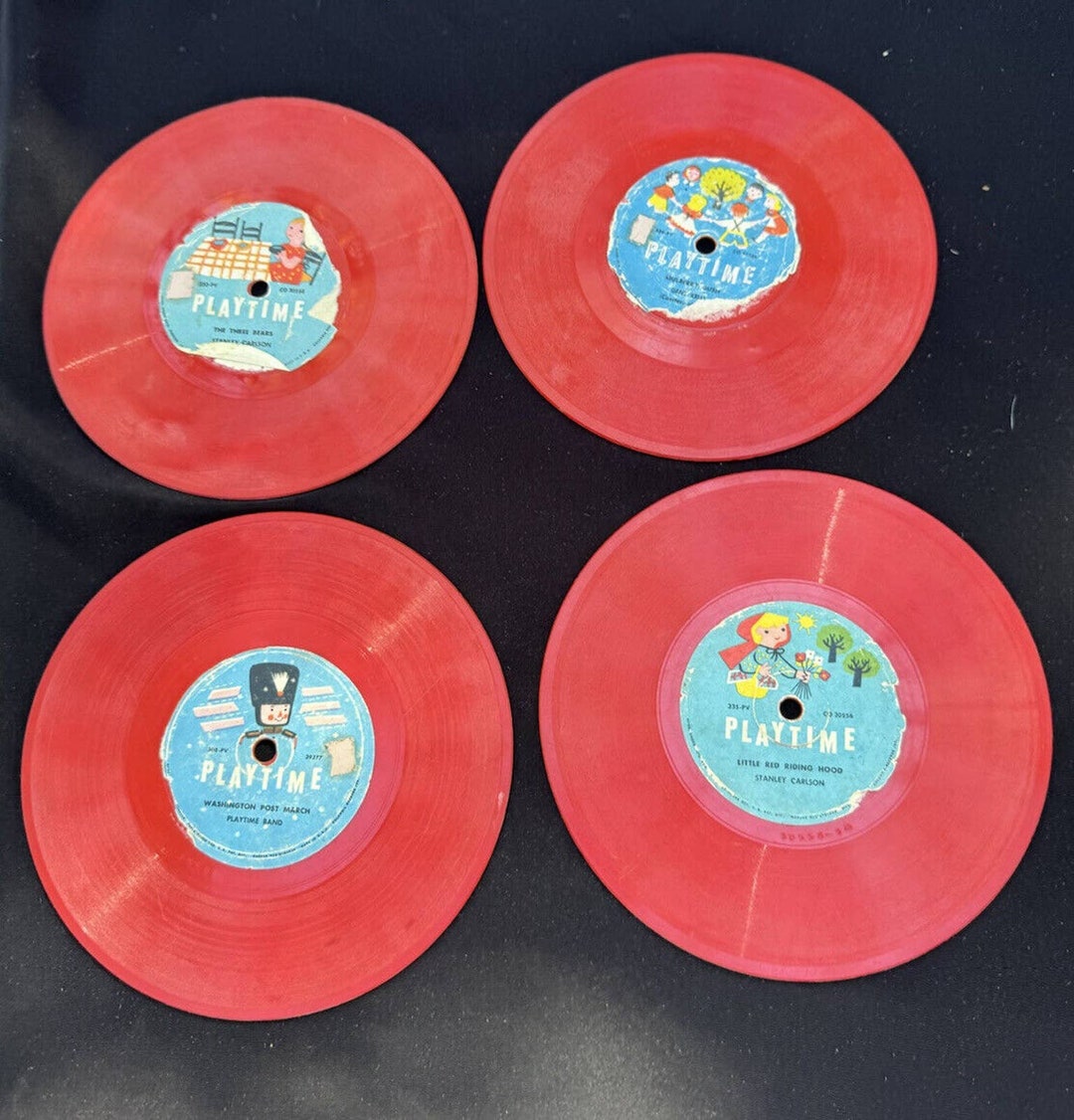 4 Playtime Children’s Records Red Unbreakable 3 Bears Riding Hood ...