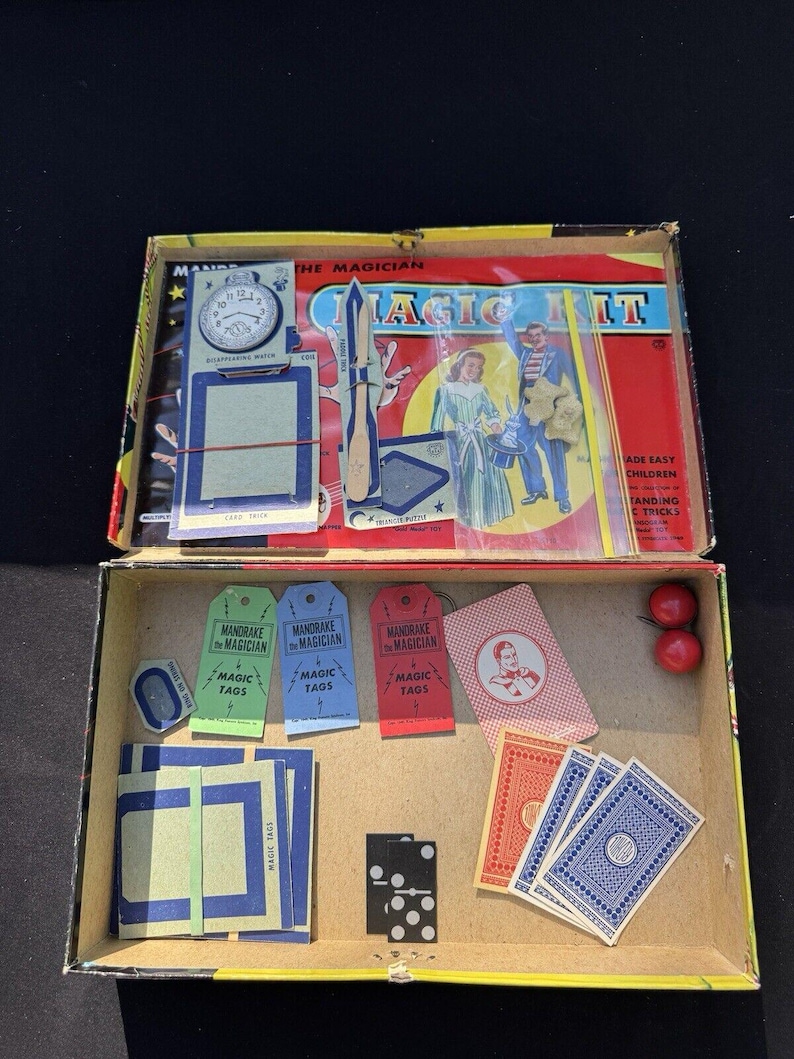 Rare 1949 Mandrake the Magician Magic Kit Set Original Box & Tricks ...