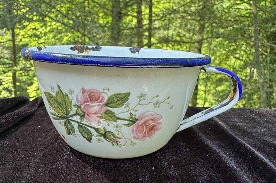 Vintage Cinsa Enamel Ware Floral Coffee Tea Cup Saltillo Mexico -A76 - Etsy