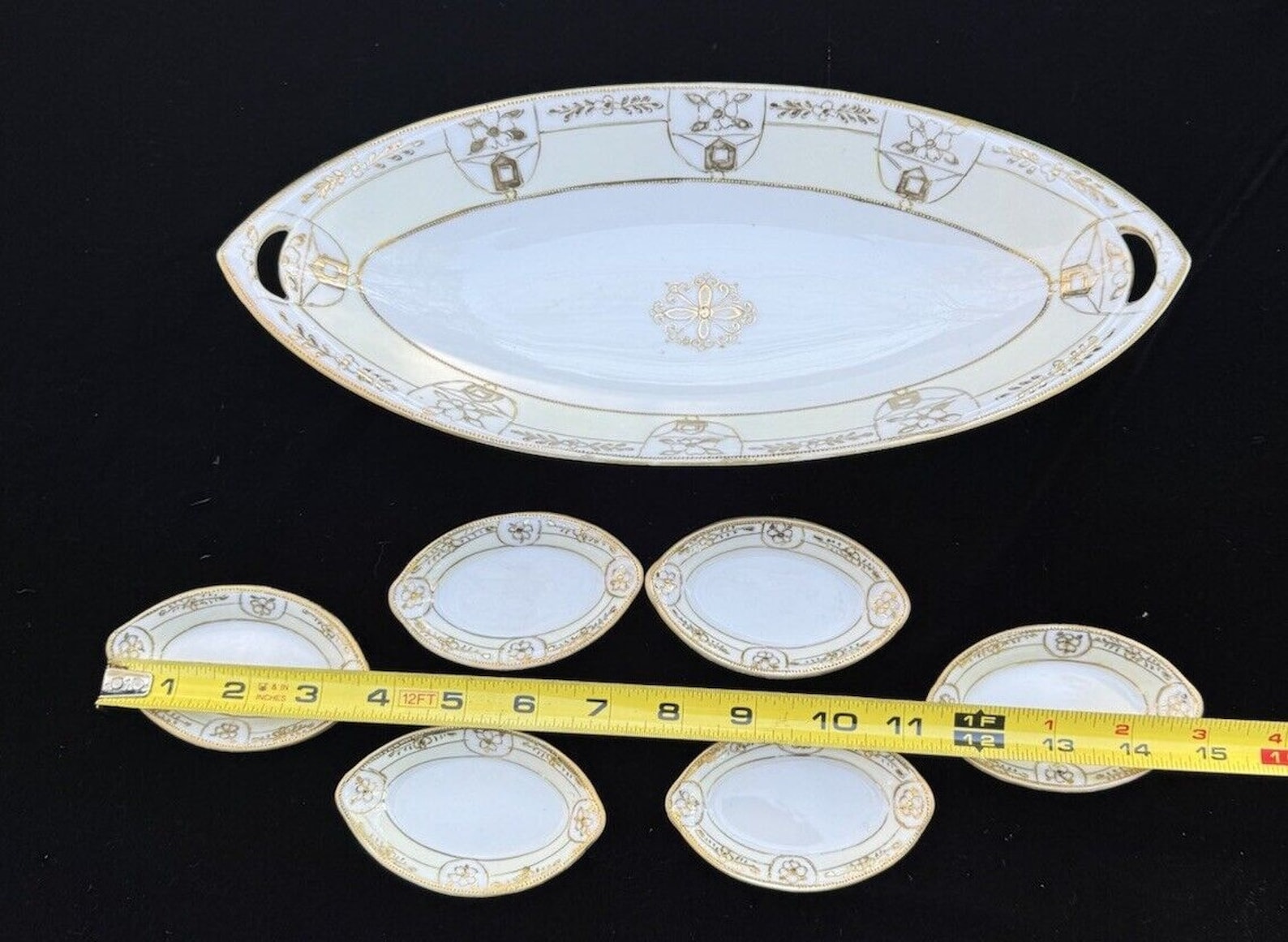 Beautiful Antique Nippon Morimura Bros 7-piece Celery Set Heavy Gold ...