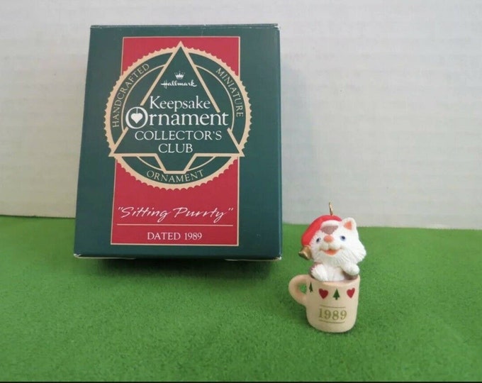 1989 Hallmark Miniature Keepsake Ornament "sitting Purrty" Collector's ...