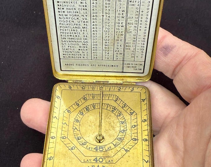 Antique BSA 1921 Sunwatch Brass Pocket Sun Dial & Compass Ansonia Clock ...