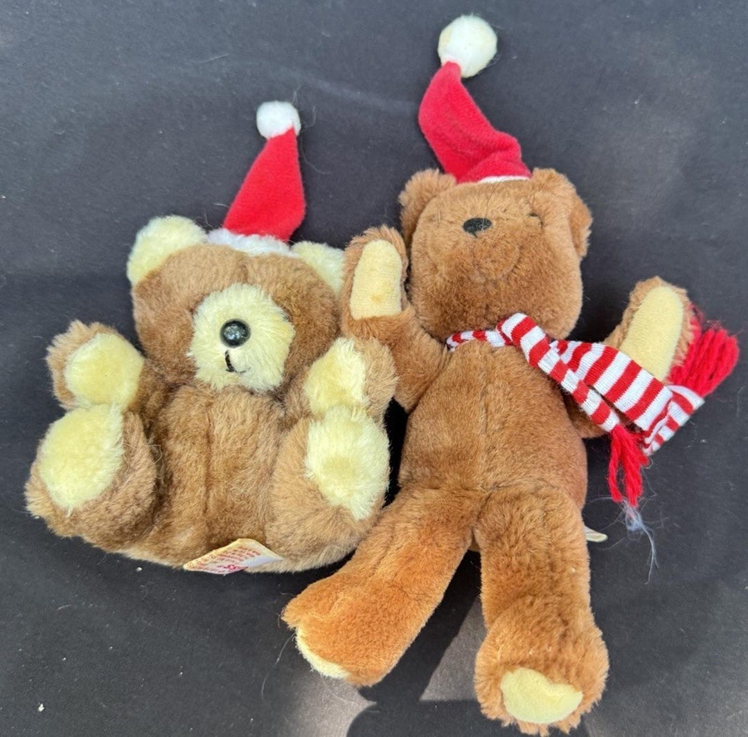 2 Vintage Russ 1970’s Brown Small Teddy Bears Plush Santa Christmas - Etsy