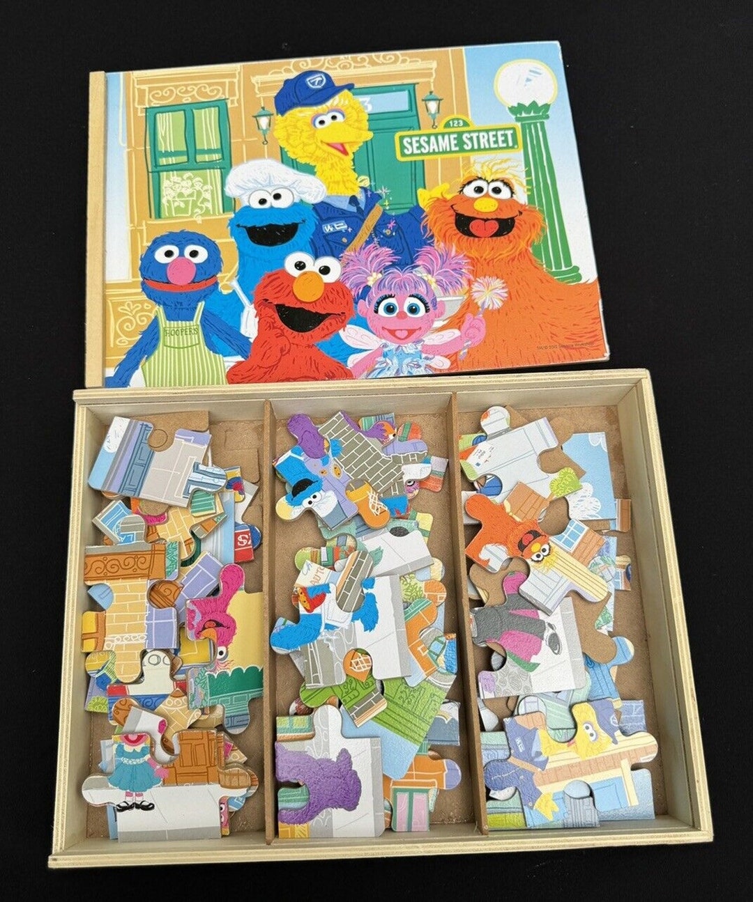 Sesame Street Muppets Puzzle Wood Box 3 Unique Puzzles Ernie Big Bird Oscar - Etsy