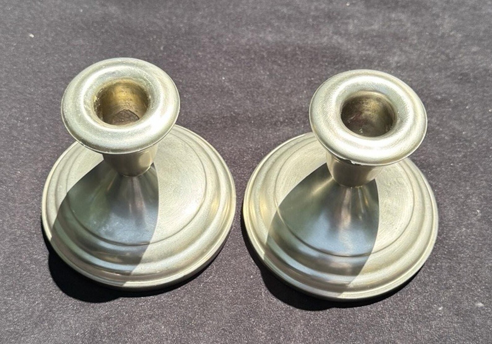 Vintage Set of 2 Pewterlite FB Rogers Pewter Candle Holders With Tags ...