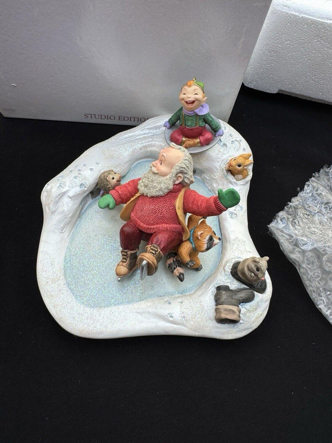Rare Hallmark 1999 North Pole Pond Santa Figurine and Ornament New in ...