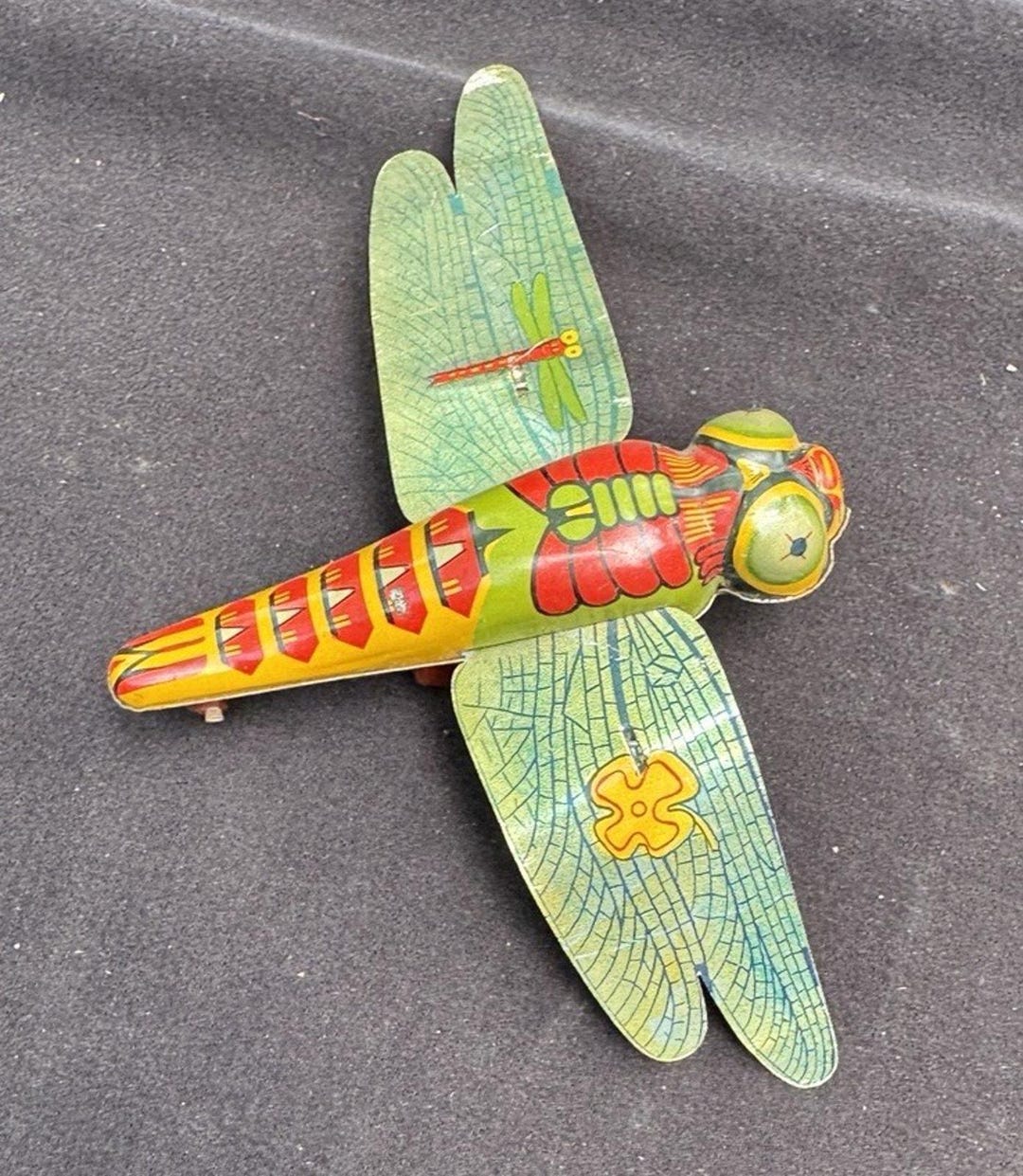 Vintage Tin Toys Push Friction Dragonfly Wheels Flapping Wings Japan ...