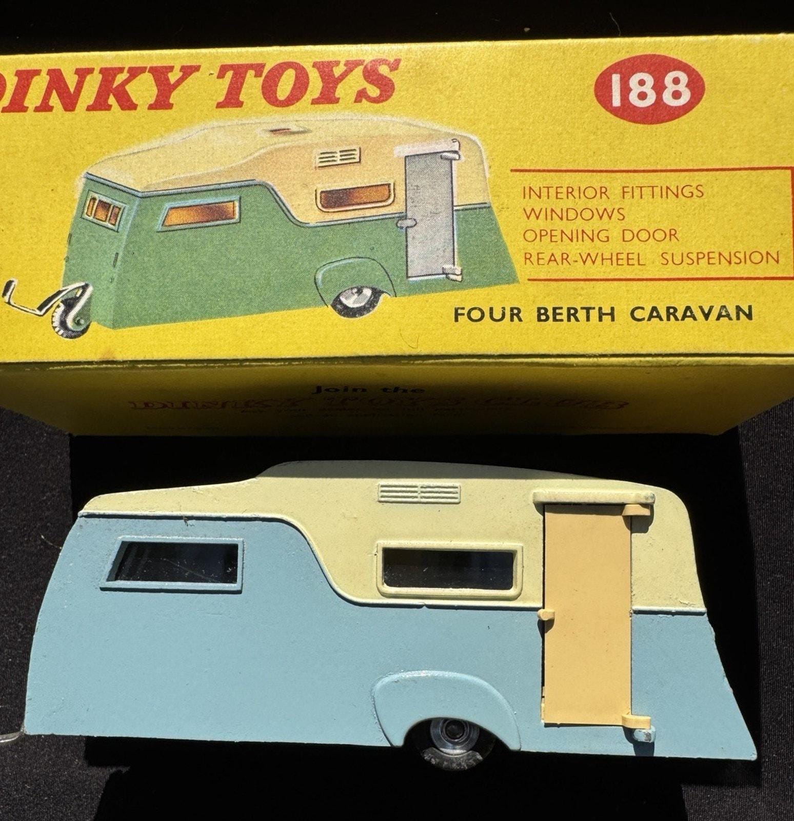 1950 Vtg 188 FOUR Berth Caravan Dinky Toys England MECCANO Mint in Box ...