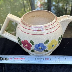 Blue Ridge Spindrift Teapot, Daisy Chain Red Stripes Hand Painted No ...