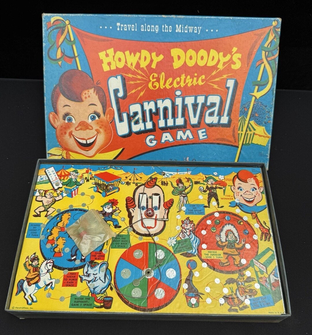 CLASSIC HOWDY DOODY’S Electric Carnival Board Game Wiry Dan Harett ...