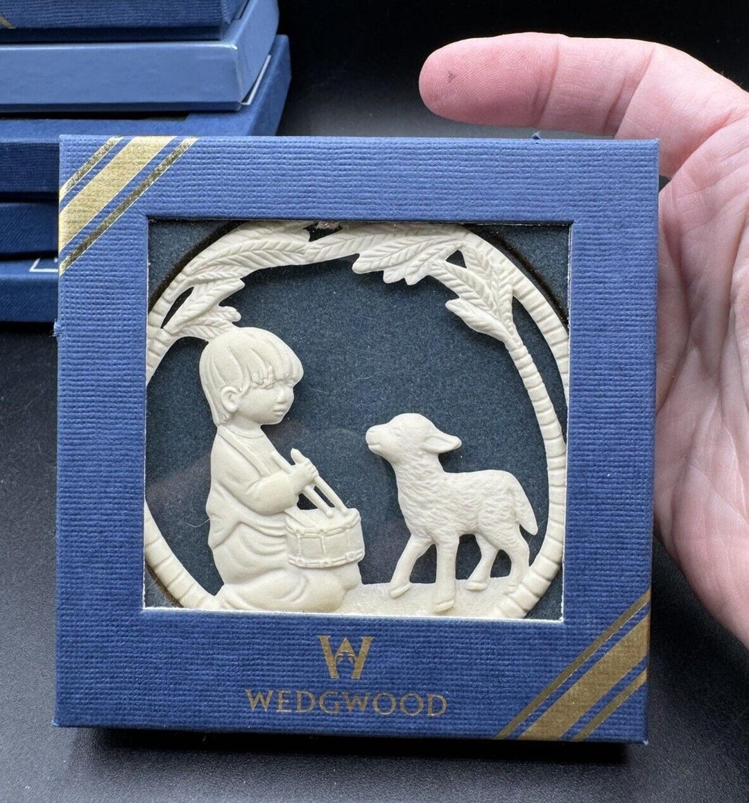 RARE Wedgwood White Jasper Little Drummer Boy Christmas Ornament Lamb ...
