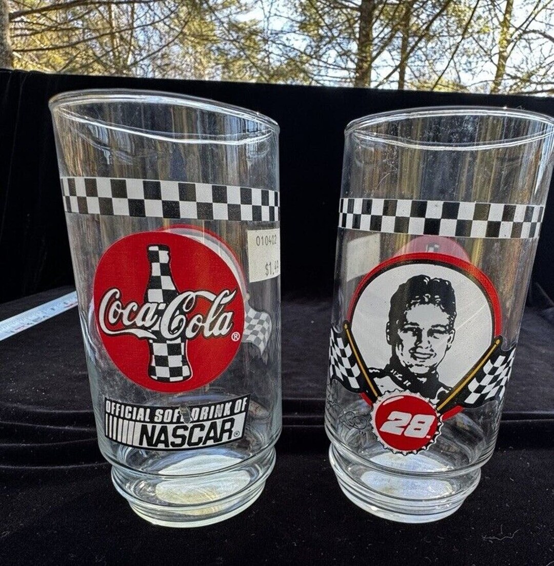 Coca Cola Collectible NASCAR Glasses No 15 and 28 Rudd & Waltrip -mint ...
