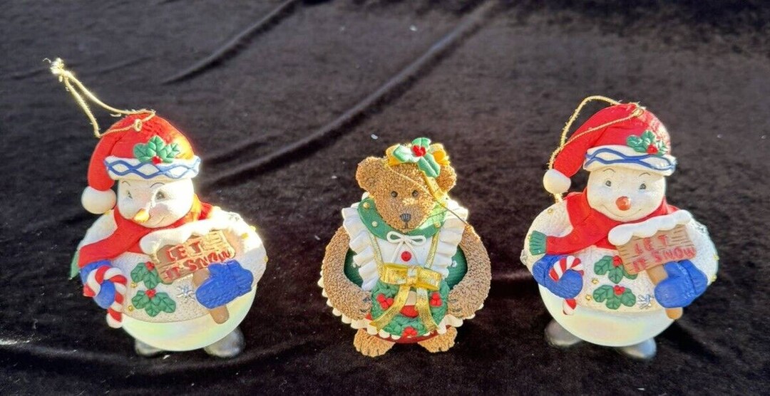 3 Vintage Traditions Collectible Glass Character Christmas Tree ...