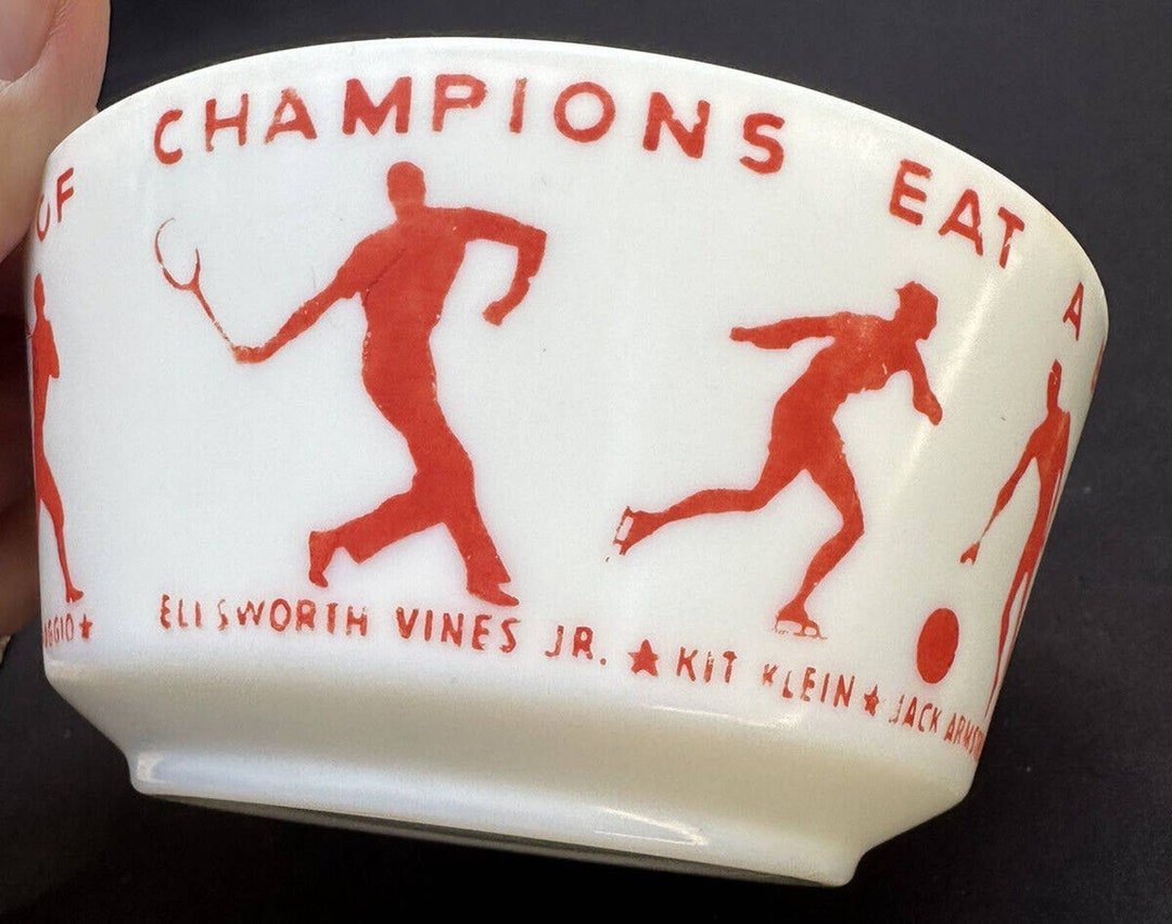 Vintage 1937 Wheaties "breakfast of Champions" Milk Glass Cereal Bowl ...