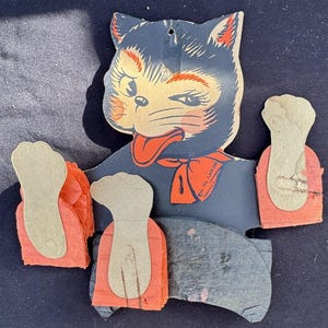 1940’s Halloween Die Cut Cat Crepe Paper Arms & Legs Hanging Decoration ...