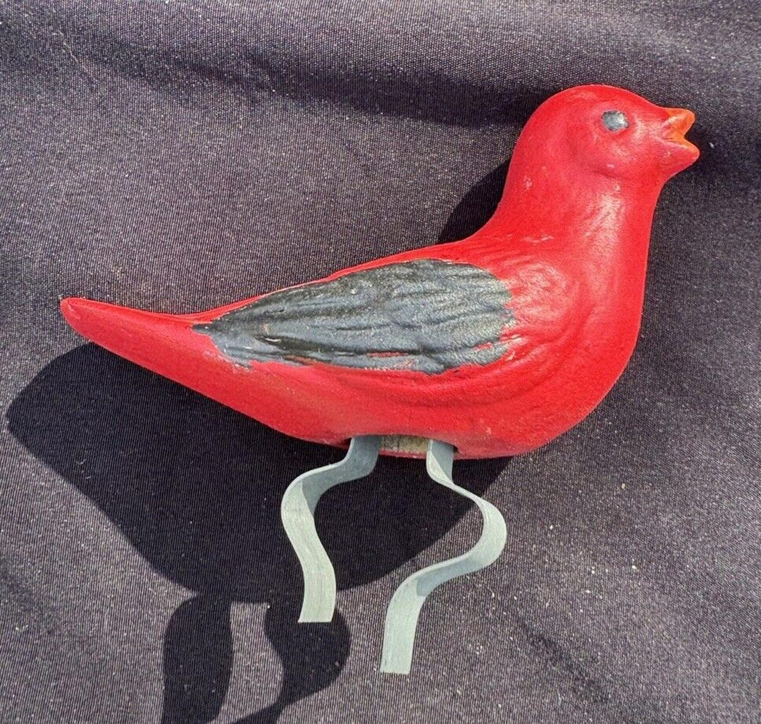Vtg Ceramic Red Bird or Cardinal Bird Bath Clip on Roseville Novelty ...