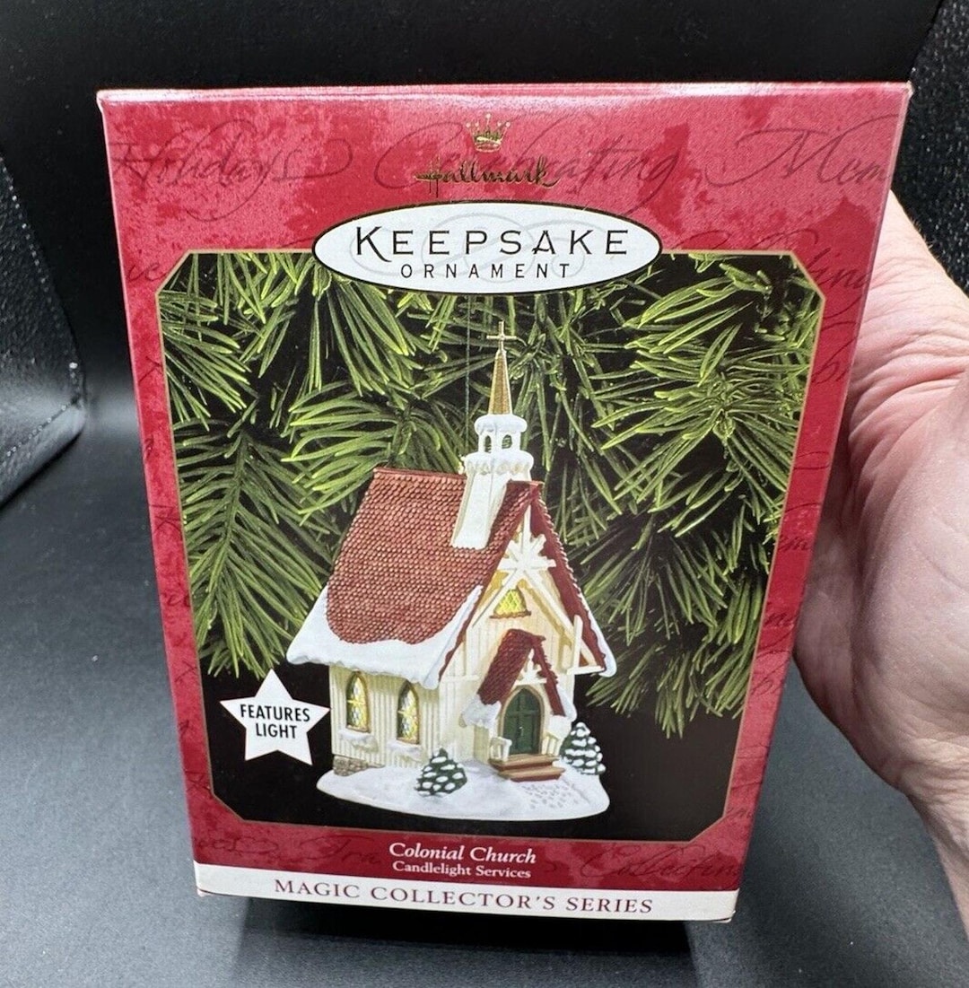 Brand New Hallmark Colonial Church Candlelight Services MAGIC Ornament ...