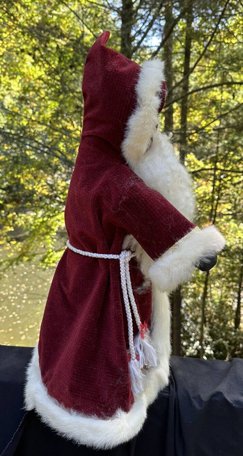 SANTA CLAUS 25” Handcrafted Rustic Christmas Fur Trim Coat Father ...
