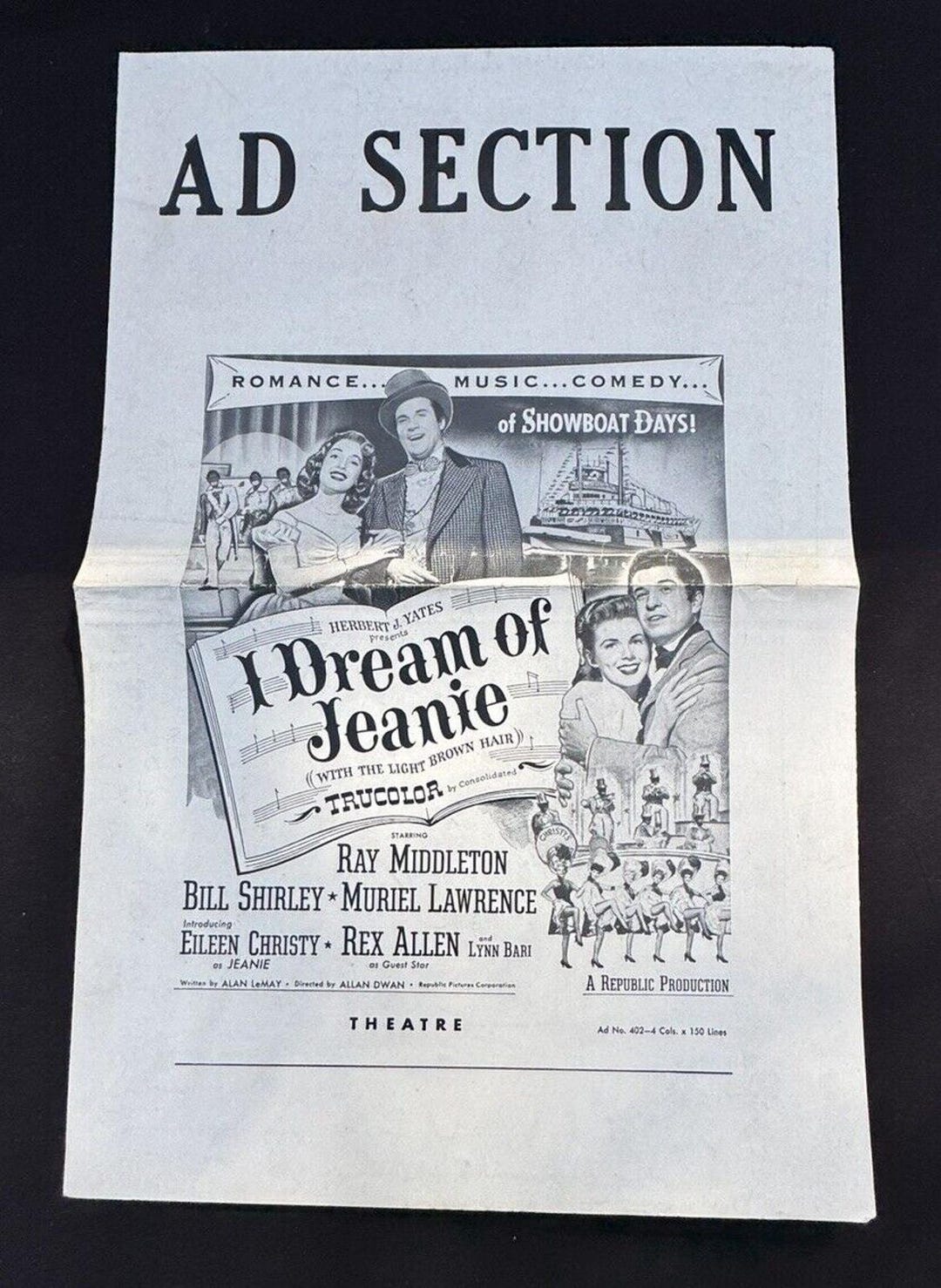 Rare 1952 I Dream of Jeanie Press Book Ray Middleton Bill Shirley - Etsy