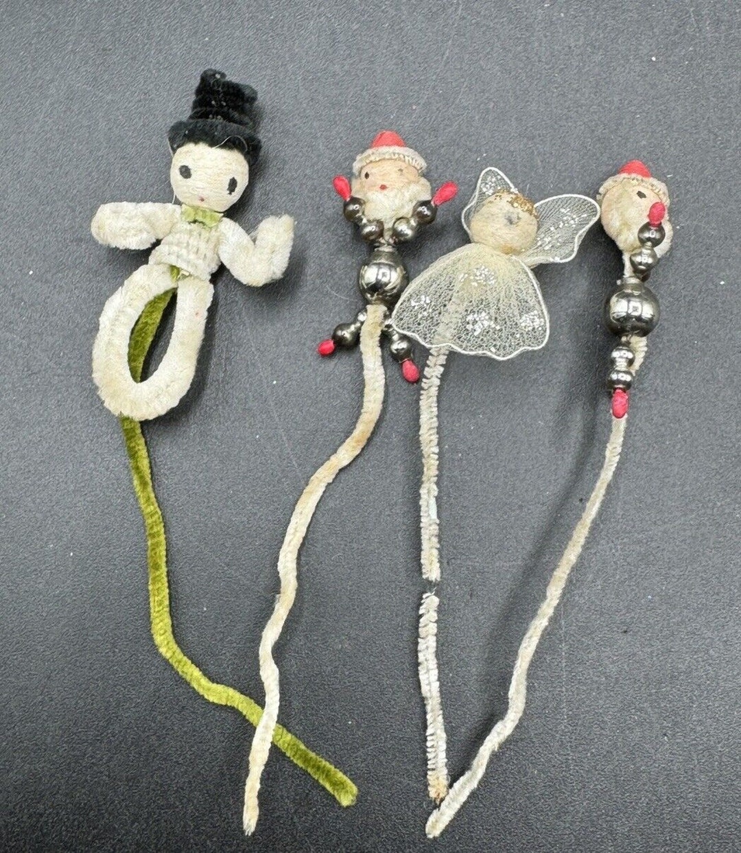 4 Vintage Miniature Mercury Glass Bead Spun Cotton Snowman Christmas Tie on -S1H - Etsy
