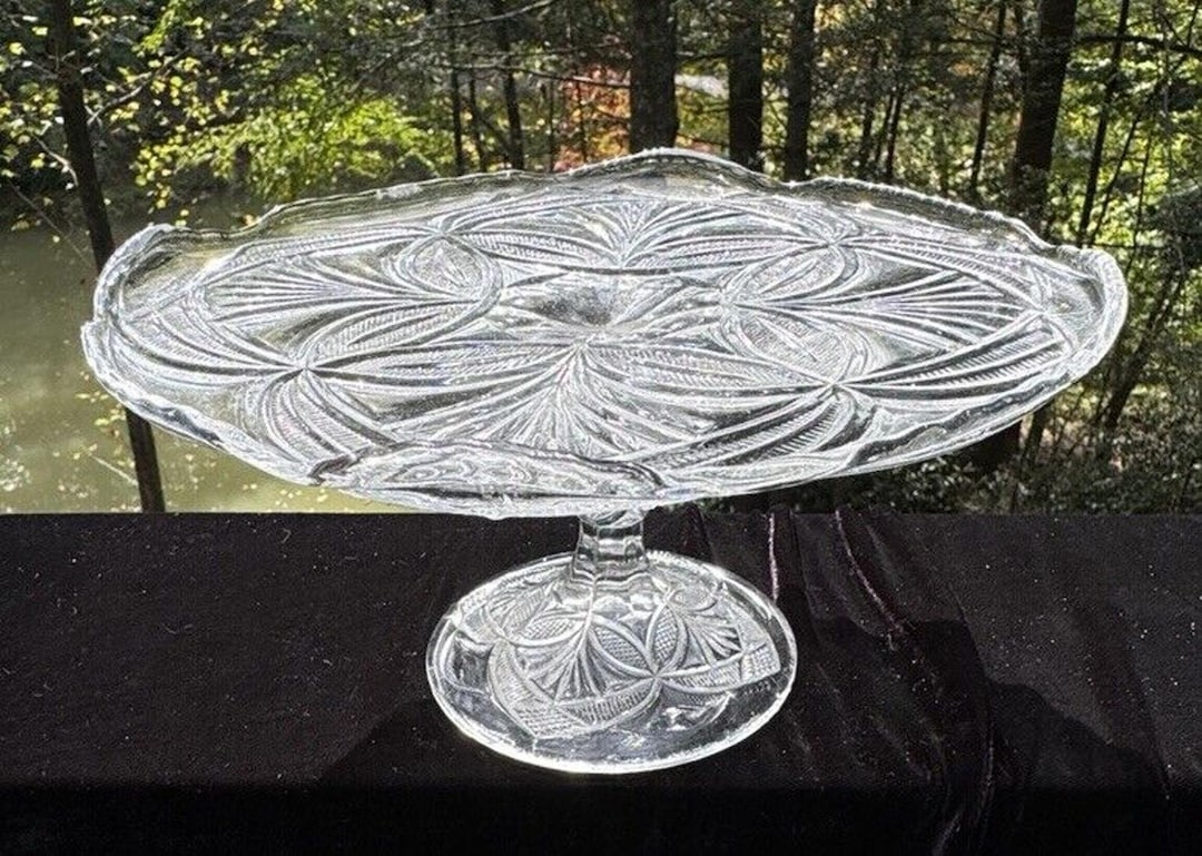 1905 EAPG Pattern Glass Bryce Higbee Beautiful Lady 9 Inch Cake Stand ...