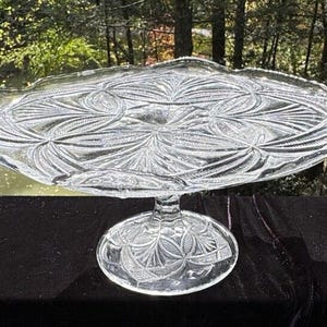 1905 EAPG Pattern Glass Bryce Higbee Beautiful Lady 9 Inch Cake Stand ...