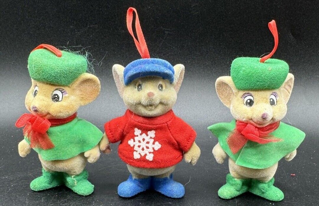 3 Disney the Rescuers Bianca & Bernard Mouse Ornament Christmas Flocked -S1W - Etsy