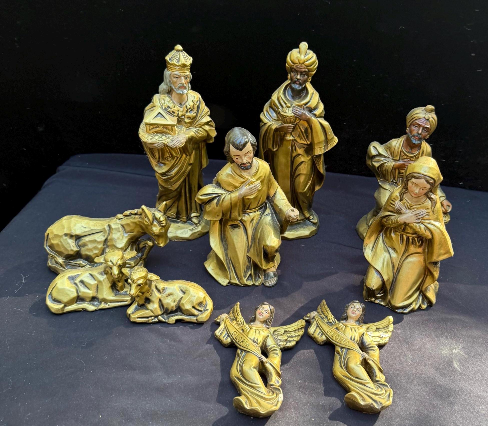 Vintage Chalkware Early 1950’s Made in Japan Large Size GOLD Nativity ...