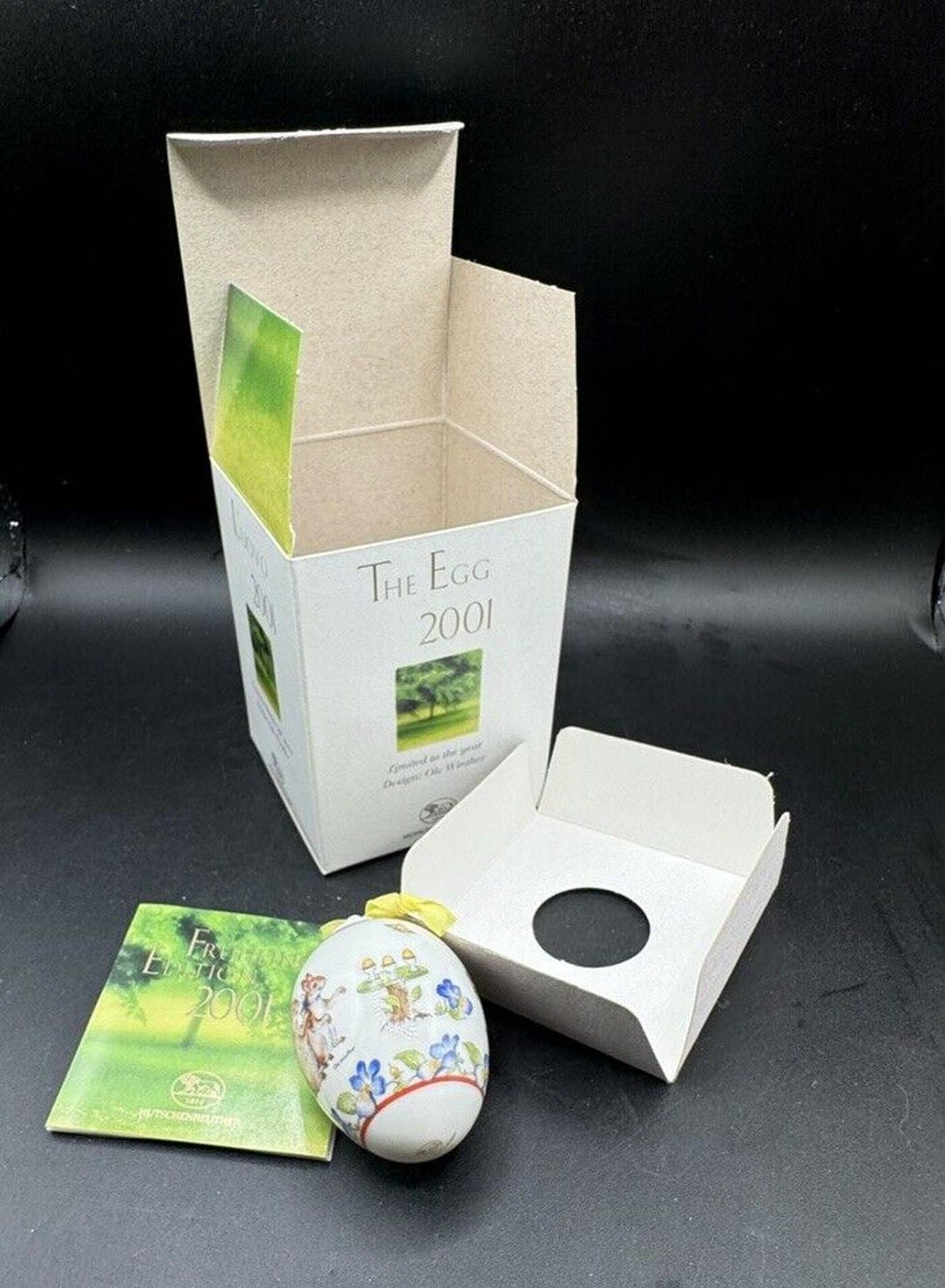 New Fruhlings-grusse Porzellan Porcelain Floral Egg Ornament ...