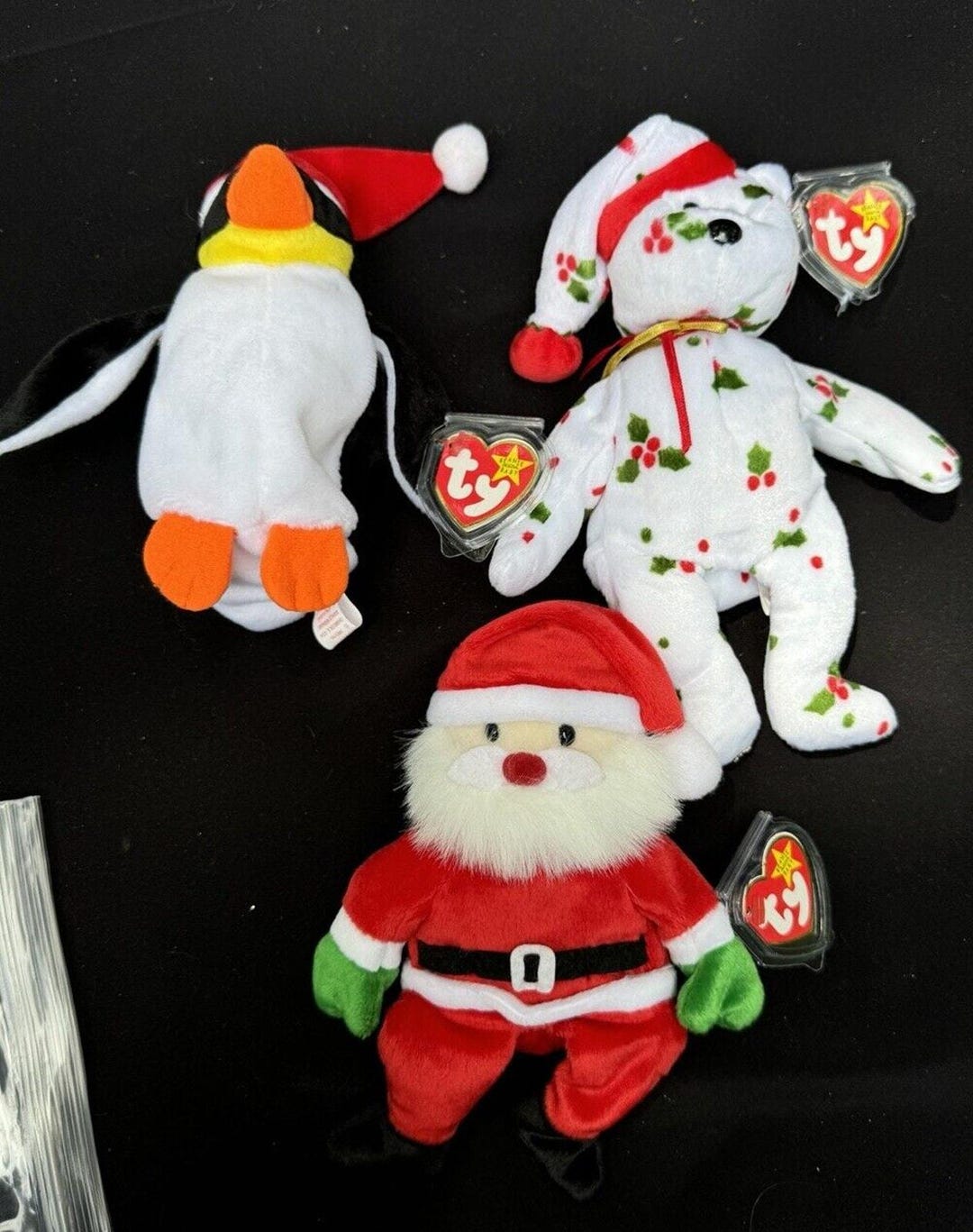Vintage Rare Ty Beanie Baby Retired Holiday Teddy Bear Santa & Penguin ...