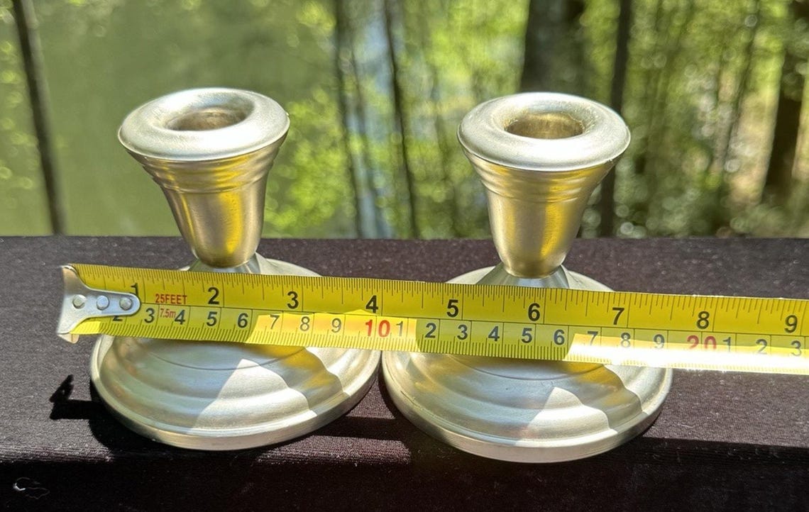 Vintage Set of 2 Pewterlite FB Rogers Pewter Candle Holders With Tags ...