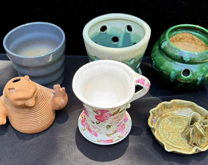 6 Ceramic Used Flower Planters Pots Vases Violet Orchid & More! Awesome ...