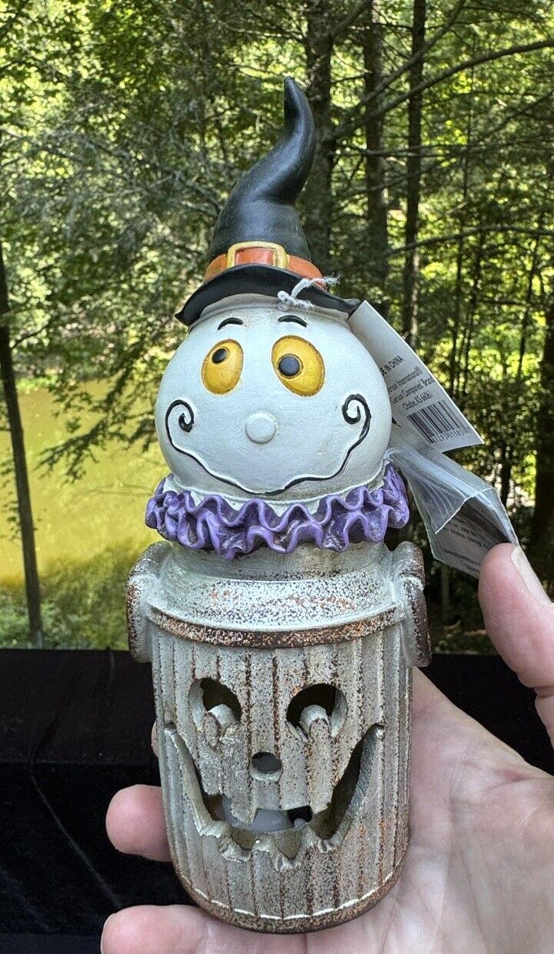 New Vintage Halloween Witch Ghost in Trash Can With Glowing Lights NWT ...
