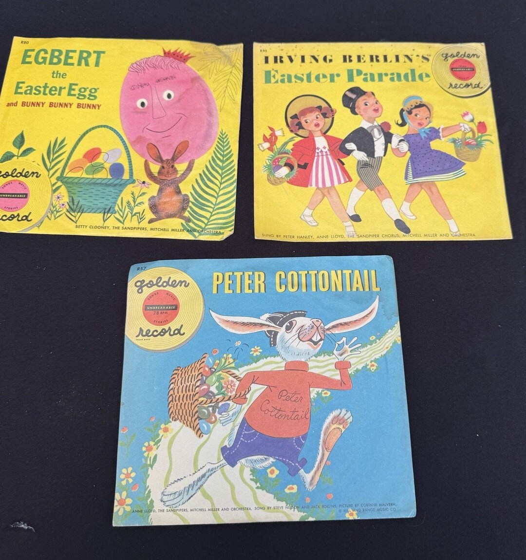 3 1950’s Little Golden Record Easter Egbert Peter Cottontail & Easter ...