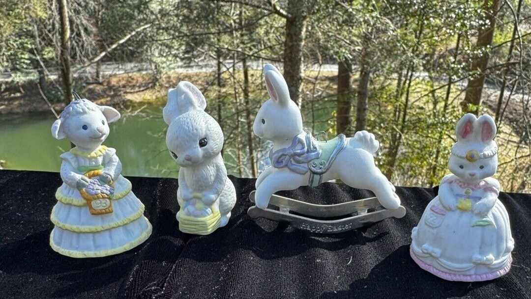4 1990’s Hallmark Easter Ceramic Ornaments Easter Bunny Bell -X - Etsy