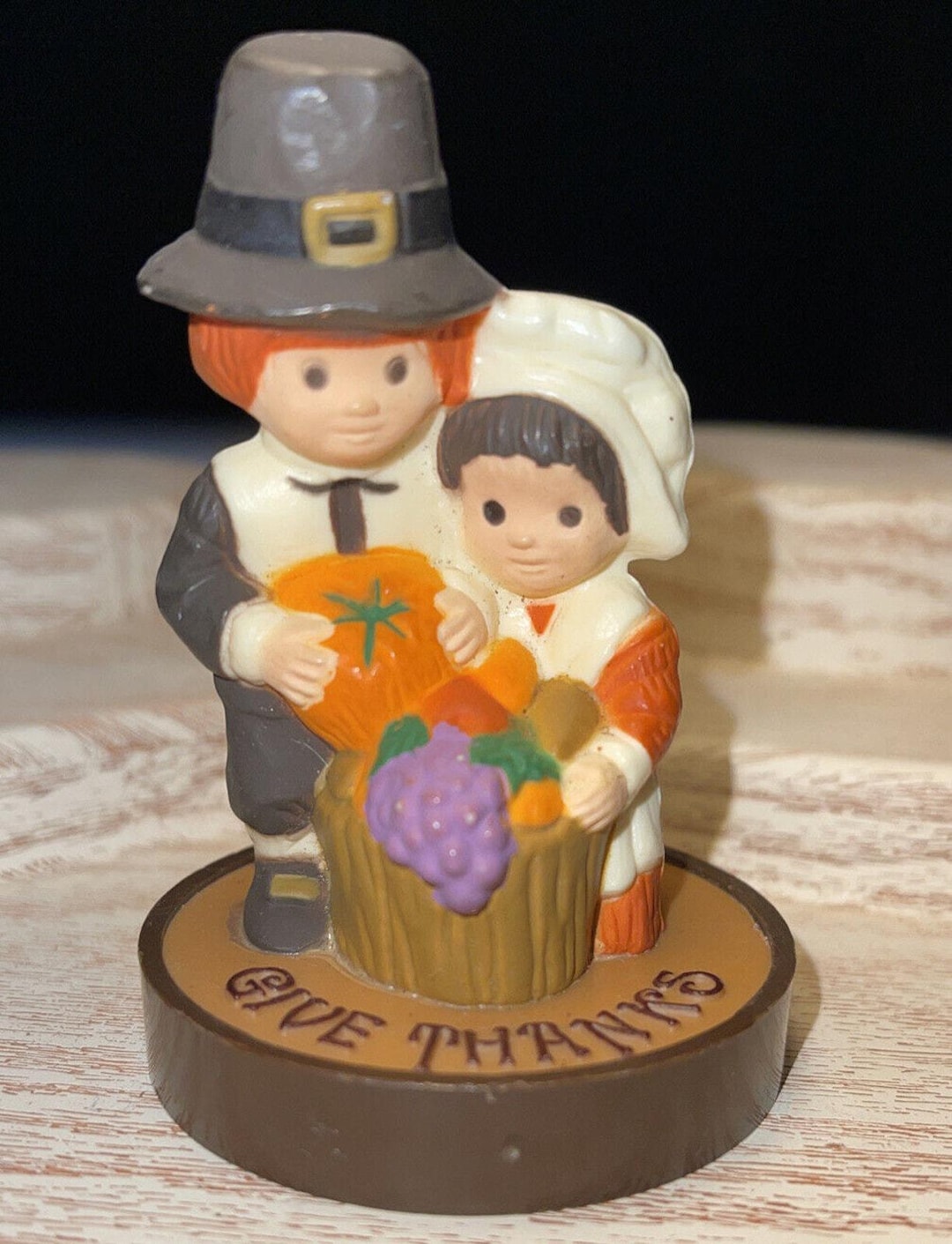Vtg Rare Hallmark Merry Miniatures Thanksgiving Pilgrim Couple Give ...