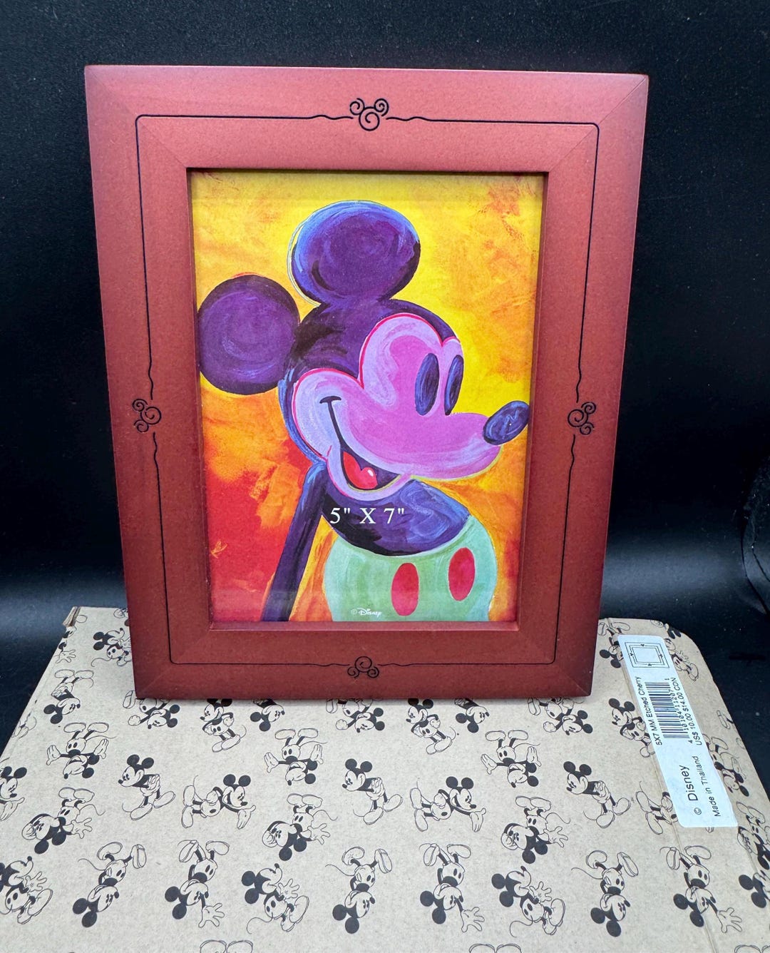 Disney Store Exclusive Mickey Mouse 5X7 Etched Cherry Wood Photo Frame ...