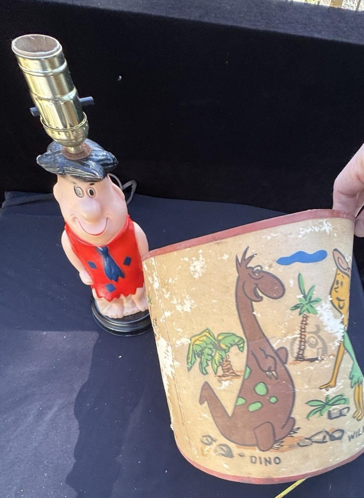 Rare 1961 Flintstones Fred Table Lamp & Poor Cond Shade Works! Hannah ...