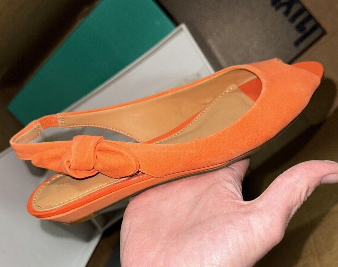 Madison Harding Nissa Demi Suede Coral Open Toe Heel Size 7.5 Brand New ...