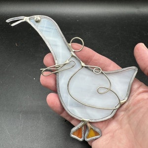 Stained Glass Hanging Sun Catcher White Goose Duck! so Pretty! Handmade ...