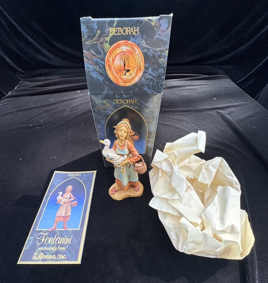 Fontanini Nativity 5" DEBORAH Goose Girl Figure #52584 Box Card Italy ...