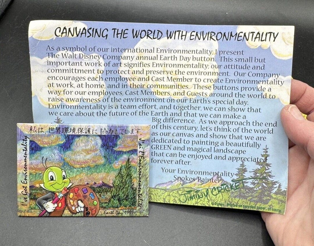 Disney Cast Member Earth Day 1999 Jiminy Cricket Painting Landscape Pin ...